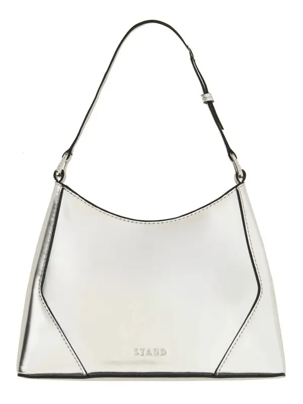 Staud Linda Shoulder Bag In Metallic Leather - Silver