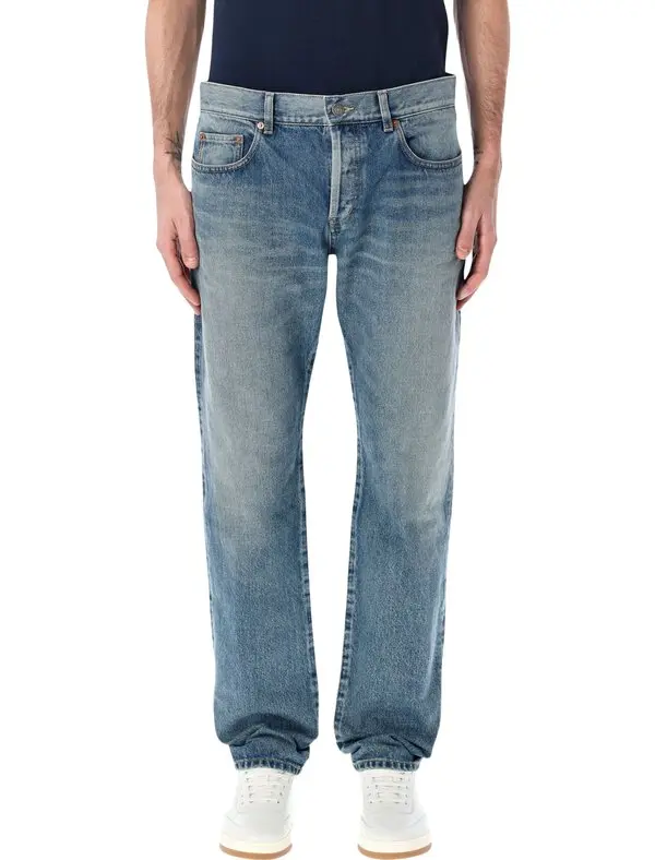 Saint Laurent Refined Slim Fit Jeans In Medium Wash - Indigo Ocean