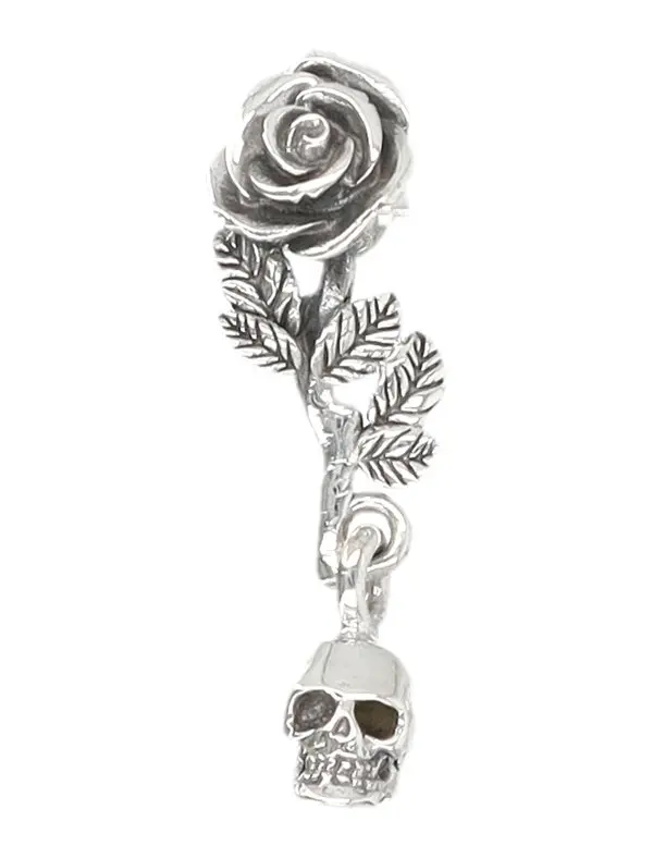 Emanuele Bicocchi Rose And Skull Pendant Earring - Silver