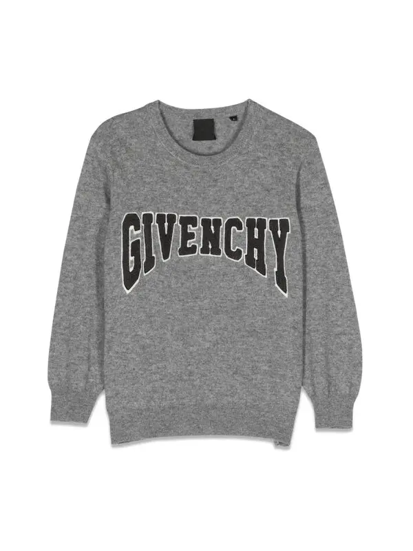 Givenchy Logo-appliqué Marl-knit Jumper - Grey