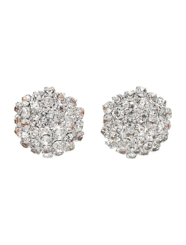 SELF-PORTRAIT Crystal Flower Earrings - Silver