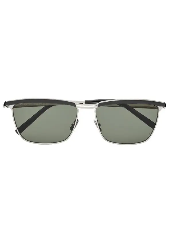 Saint Laurent Engraved Rectangle Sunglasses - Silver