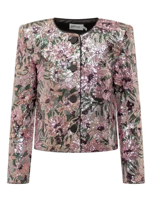 SELF-PORTRAIT Sequined Floral Embroidered Jacket - Multi