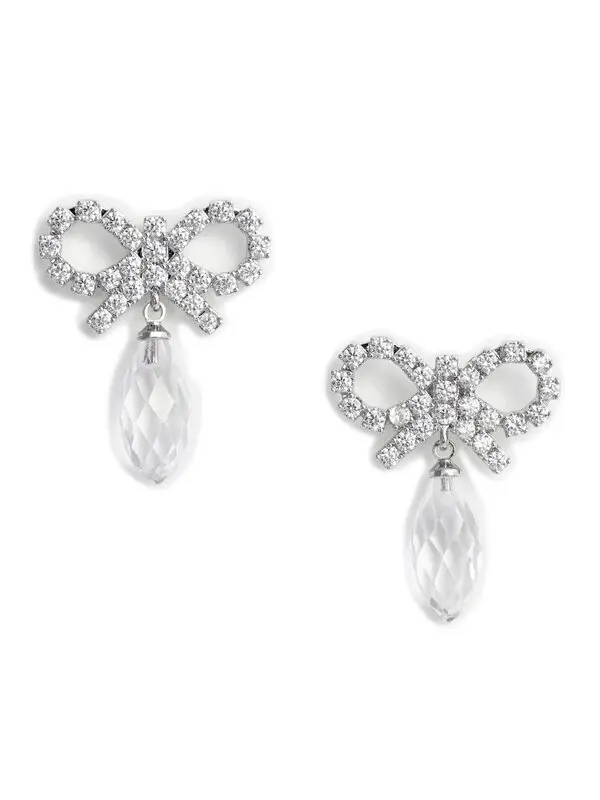 SELF-PORTRAIT Crystal Bow Brooch - Silver