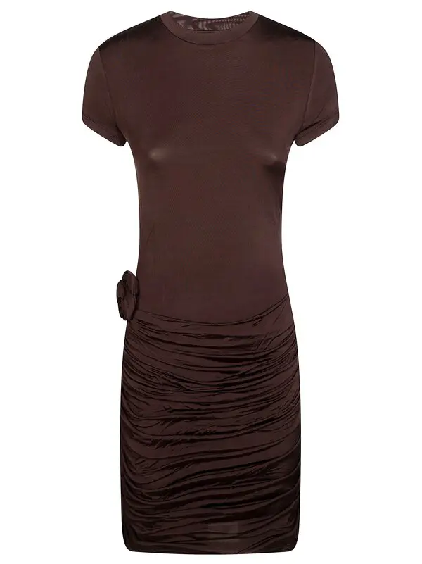 ROTATE BY BIRGER CHRISTENSEN Ruched Knit Dress - Marrone