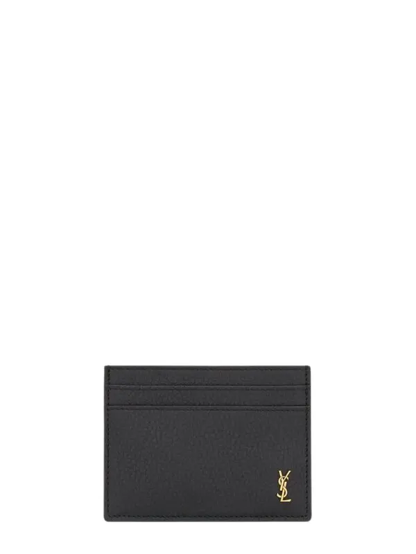 Saint Laurent Tiny Cassandre East/west Leather Wallet - Onyx