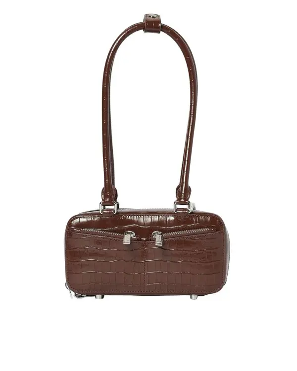 SELF-PORTRAIT Embossed Mini Shoulder Bag - Brown