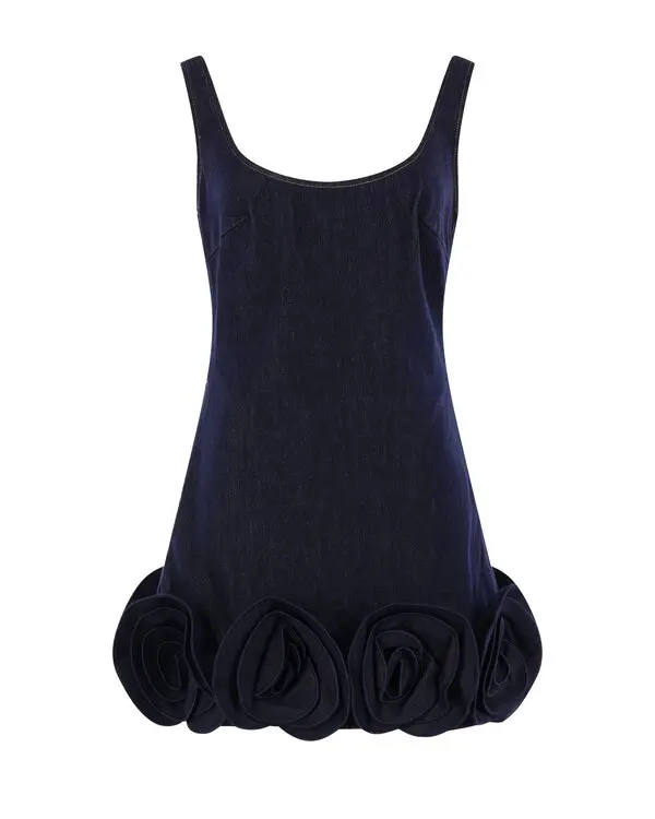 SELF-PORTRAIT Mini Dress With Rose Detailing - Blue