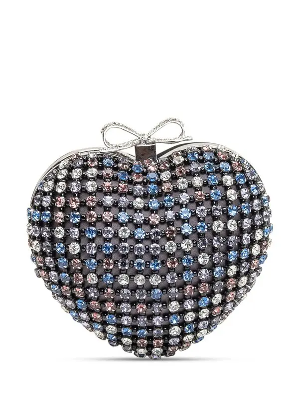 SELF-PORTRAIT Embellished Heart Clutch - Multi Coloured