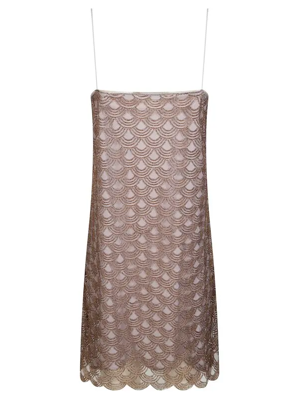 ROTATE BY BIRGER CHRISTENSEN Scalloped Sequin Mini Dress In Polyester - Grigio