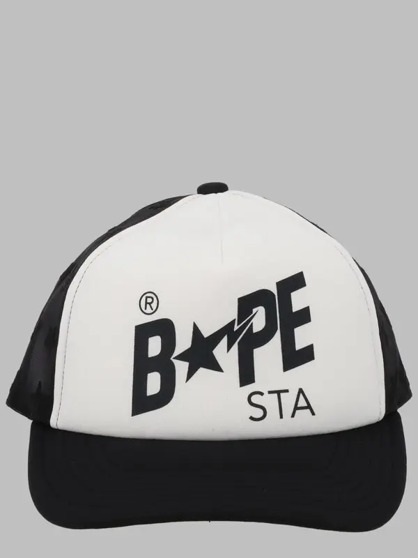 A BATHING APE Trucker Cap With Logo Detail - Black