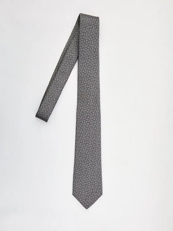 Gucci Horsebit Embroidered Silk Neck Tie - Grey