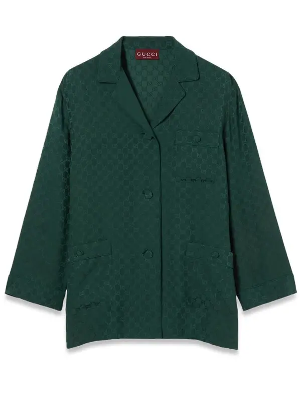 Gucci Silk Jacquard Shirt Jacket - Green