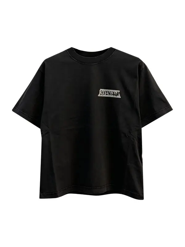 Balenciaga Logo Detail Crewneck Short Sleeve T-shirt - Black