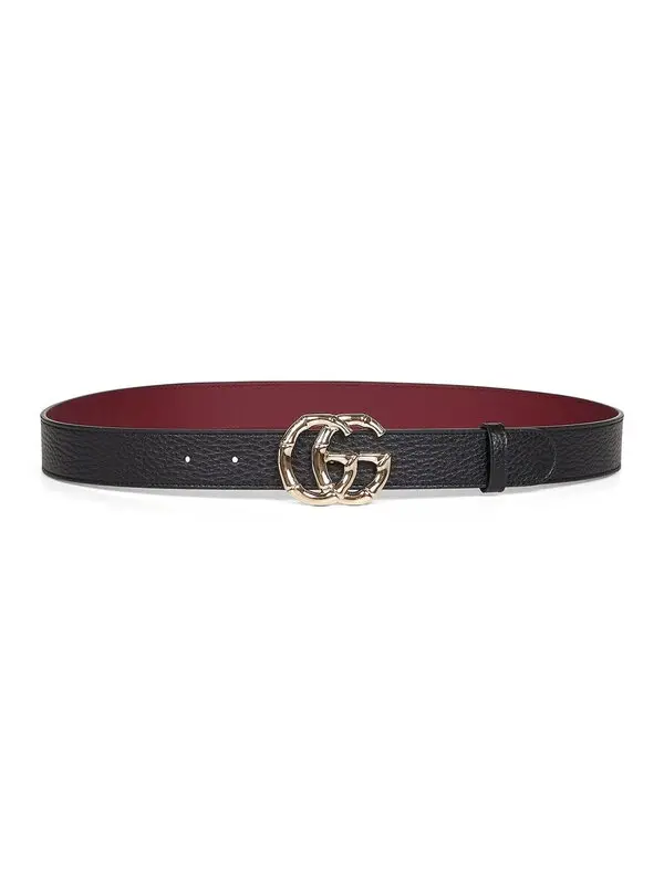 Gucci Belt With Gg Buckle In Hammered Leather - Black