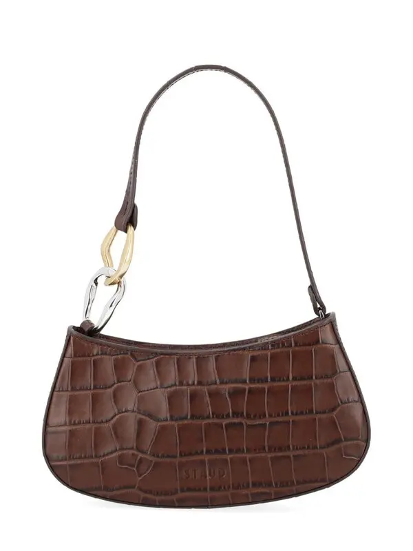 Staud Croc-embossed Leather Shoulder Bag - Brown