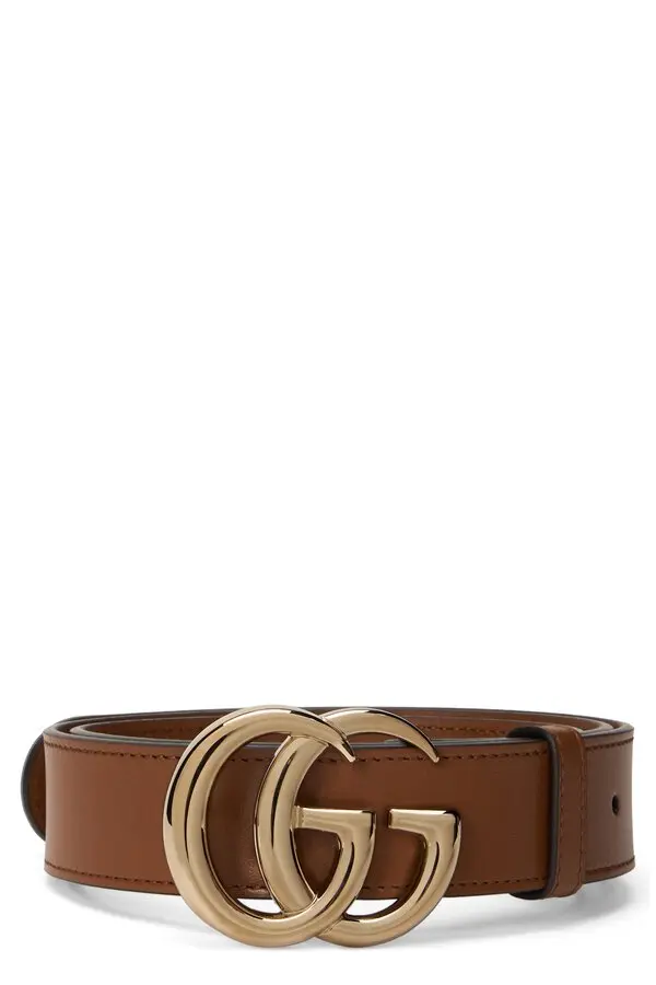 Gucci Gg Marmont Thin Belt In Leather - Brown