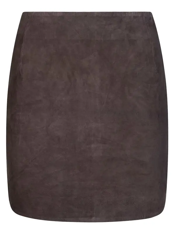 ROTATE BY BIRGER CHRISTENSEN High Waist Mini Skirt With Zip Closure - Marrone
