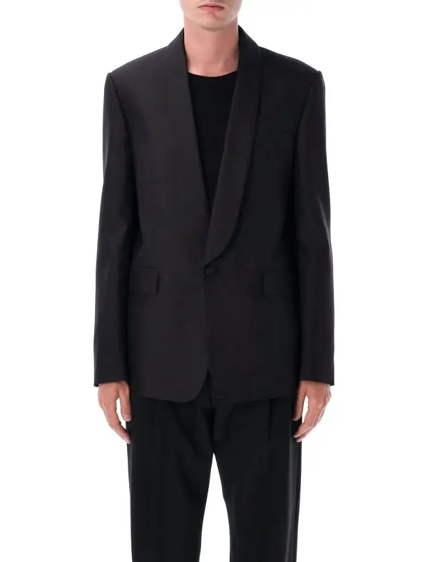 Loewe Wool And Silk Shawl Lapel Single-breasted Jacket - Black