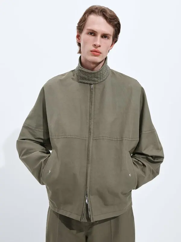 Bottega Veneta Intrecciato Leather Zip Jacket
