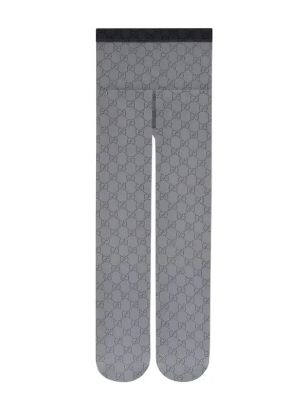 Gucci Stretch Nylon All Over Logo Print Tights - Nero