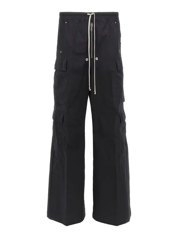 Rick Owens Wide Leg Cargo Pants With Drawstring Waist - Black