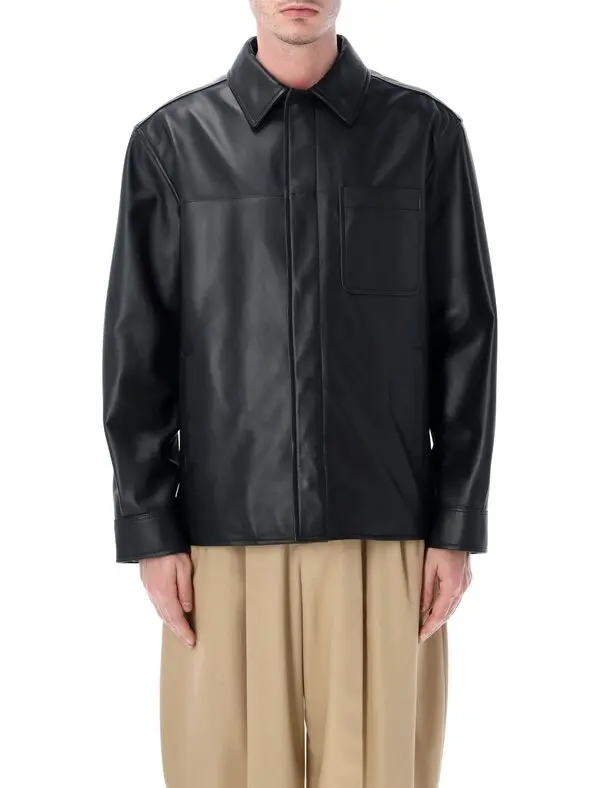 Loewe Lambskin Relaxed Fit Shirt Jacket - Black