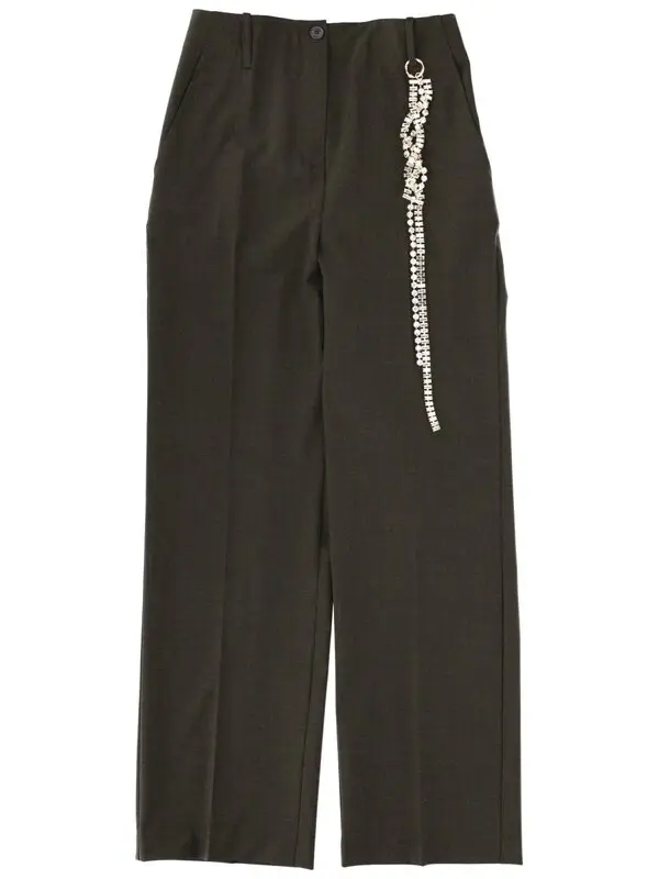 CIRCUS HOTEL Crystal Embellished Wide-leg Trousers - Green