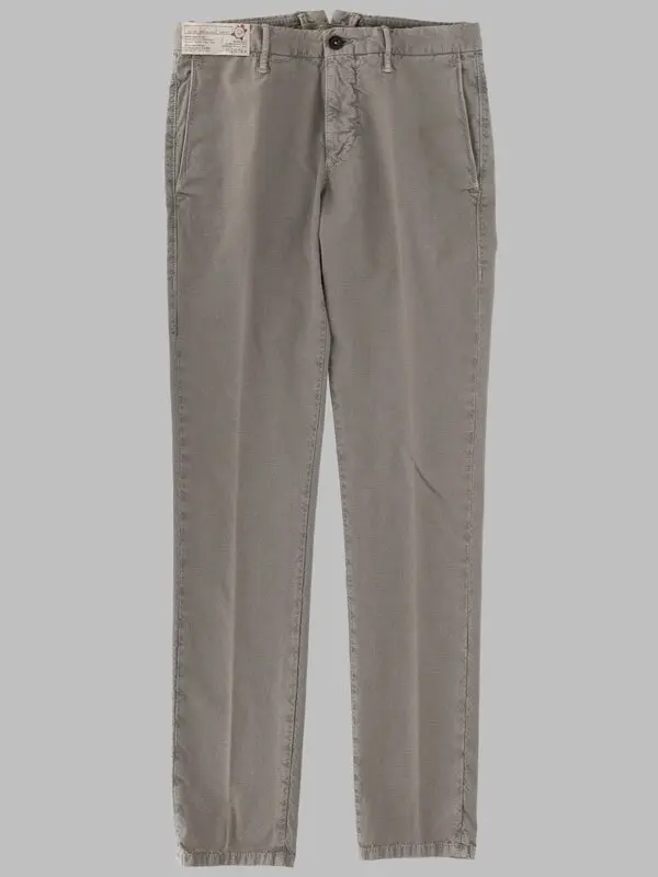 Incotex Tailored Cotton-blend Trousers With Logo Detail - Grey