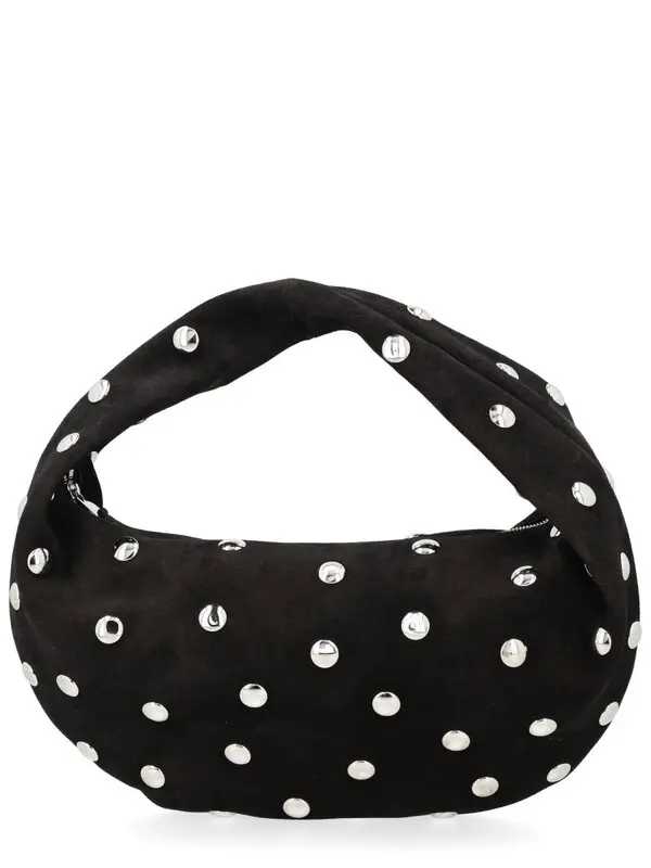 Khaite Studded Suede Hobo Shoulder Bag - Black