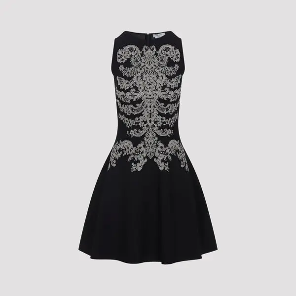 Alexander McQueen Lace Ribcage Jacquard Mini Dress