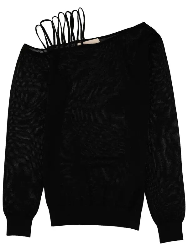 CIRCUS HOTEL Asymmetrical Strap-detail Knit Top