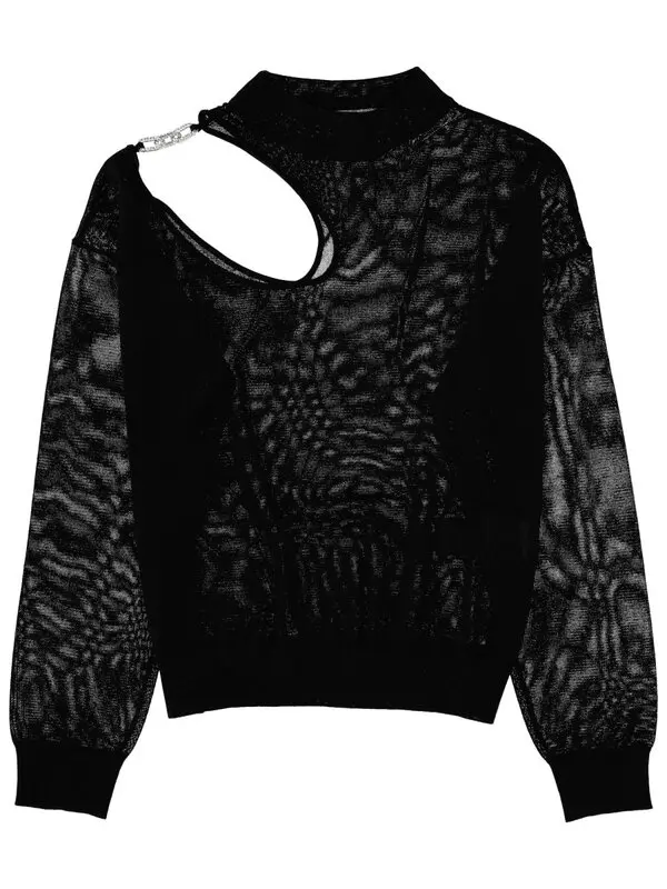 CIRCUS HOTEL Cut-out Chain Detail Top - Black