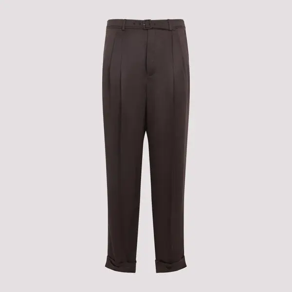 Saint Laurent Silk Straight Leg Trousers - Brown