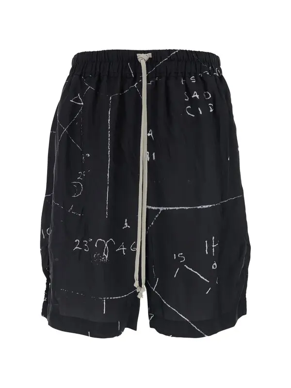 Rick Owens Knee-length Drawstring Boxers With All-over Print - Black