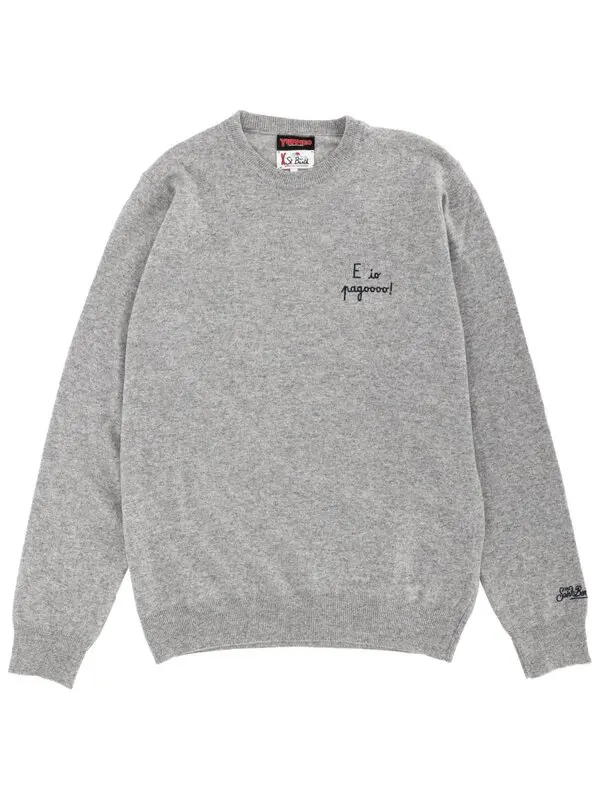 MC2 SAINT BARTH Crewneck Wool Sweater With Embroidered Detailing - Grey