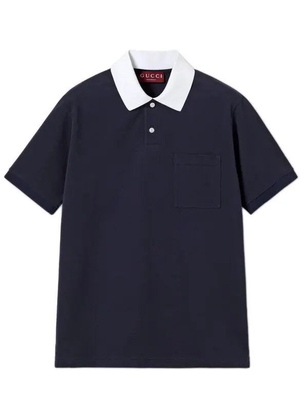 Gucci Polo With Internal Web Trim Size - Blue