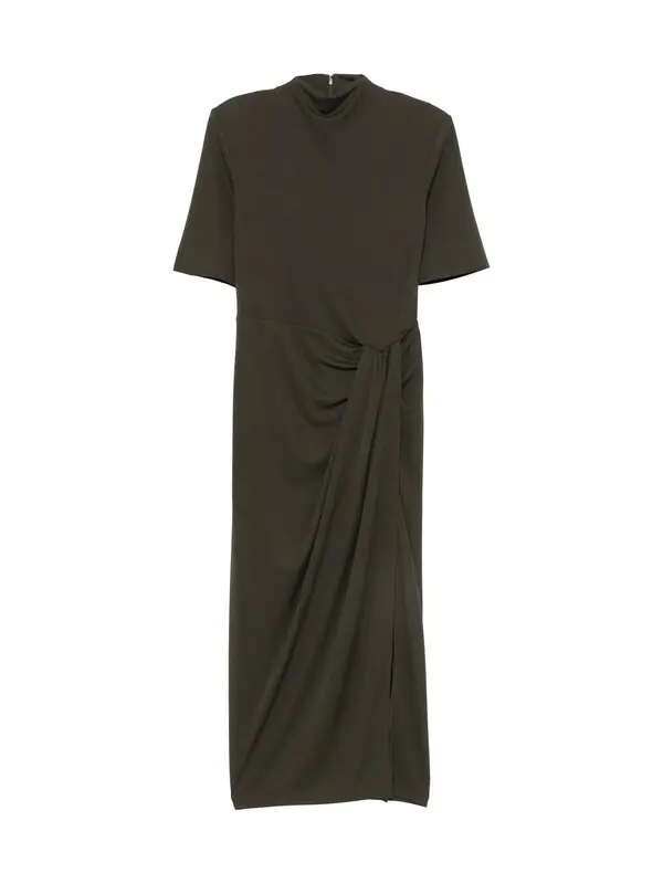 ROTATE BY BIRGER CHRISTENSEN Short Sleeve Draped Dress - Verde