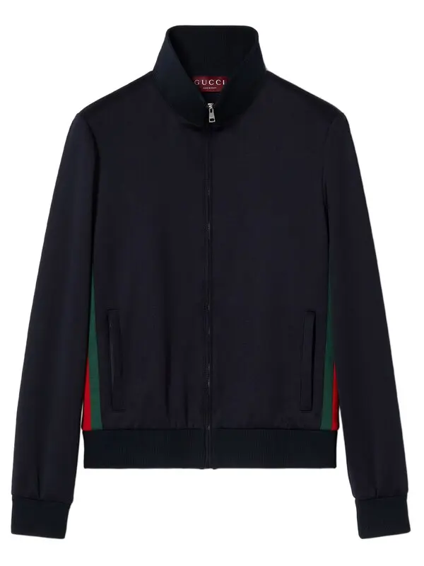 Gucci Technical Jersey Jacket With Web Inserts - Blu