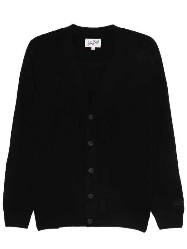 MC2 SAINT BARTH Ribbed Wool Button-front Cardigan - Black