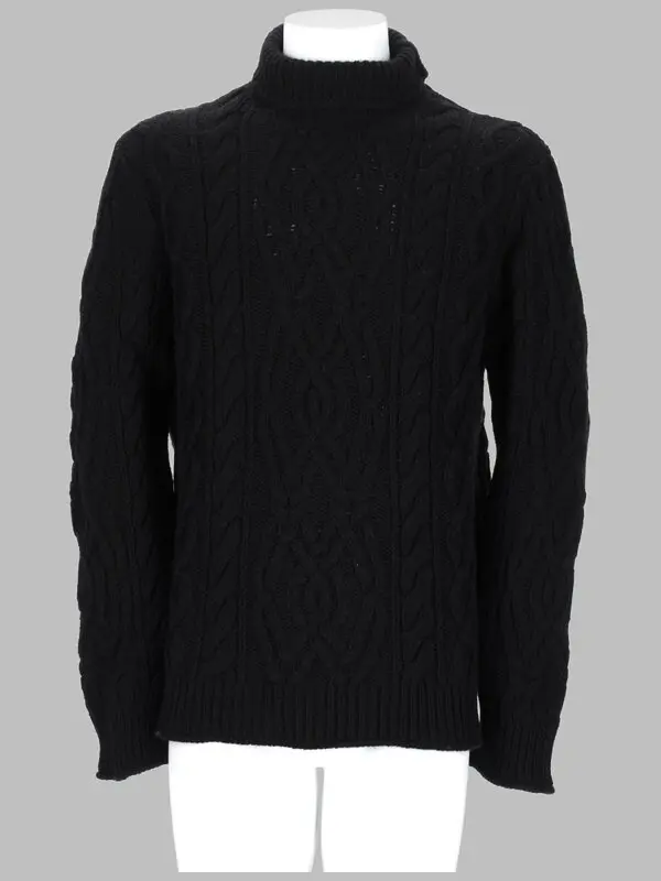 LA SOCIETE Limited Edition Cable Knit Turtleneck Sweater - Black