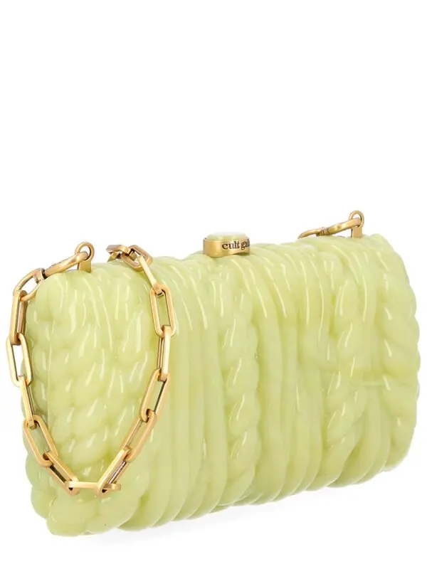 Cult Gaia Textured Clutch Bag With Chain Strap - Green