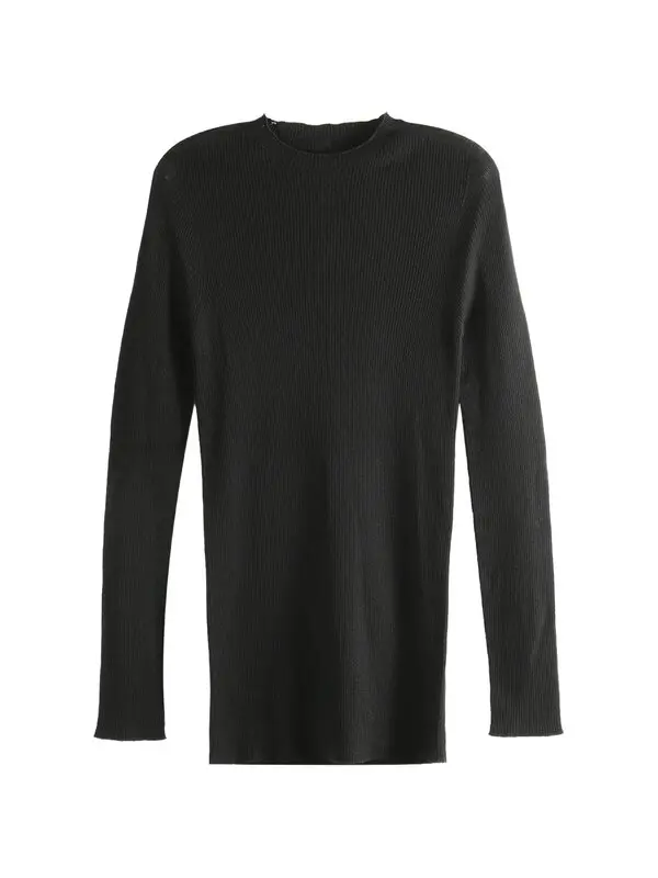 Rick Owens Ribbed Wool Crewneck Sweater - Black