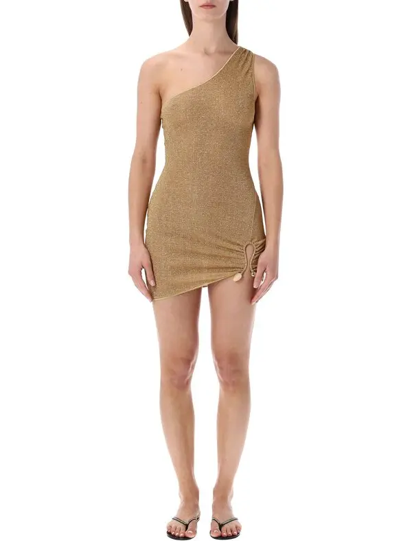 Oseree One-shoulder Metallic Mini Dress
