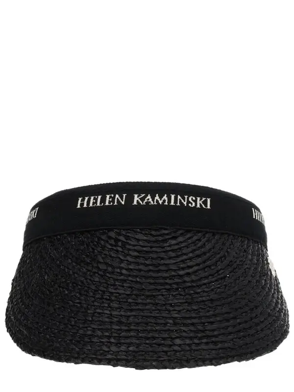 Helen Kaminski Woven Raffia Sun Visor - Black