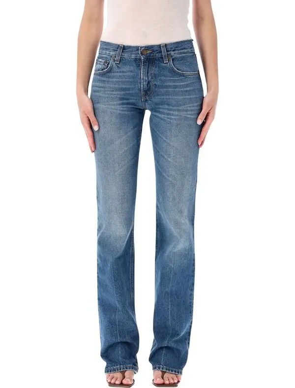 HAIKURE Low-rise Straight-leg Washed Denim Jeans - Real Blue