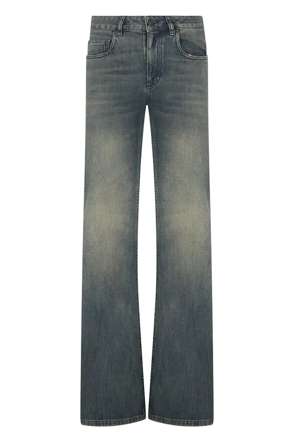Balenciaga Wide Leg Faded Denim Pants - Blue