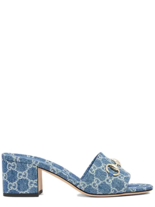 Gucci Elegant Gg Sandals With Light Gold Hardware Medium Heel