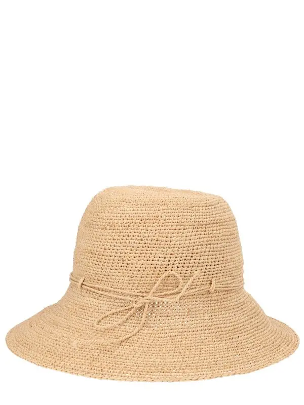 Helen Kaminski Raffia Sun Hat With Tie Detail - Beige