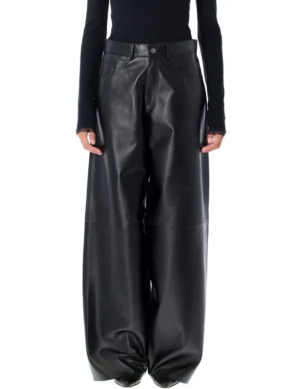 HAIKURE Bethany Leather Wide Leg Trousers - Black